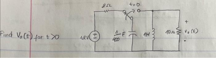 Solved Find V0(t) for t>0 | Chegg.com