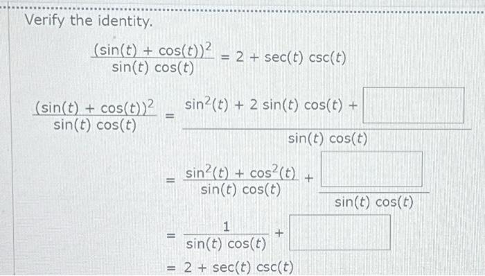 Solved Verify the identity. | Chegg.com