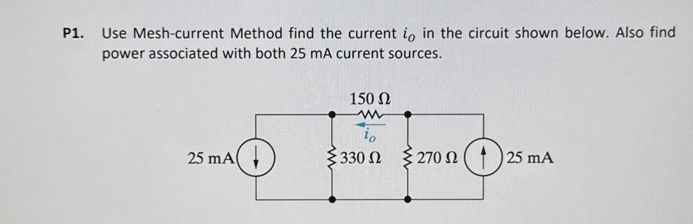 P1. ﻿Use Mesh-current Method find the current iO ﻿in | Chegg.com