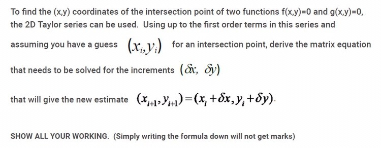 Solved To find the (x,y) coordinates of the intersection | Chegg.com