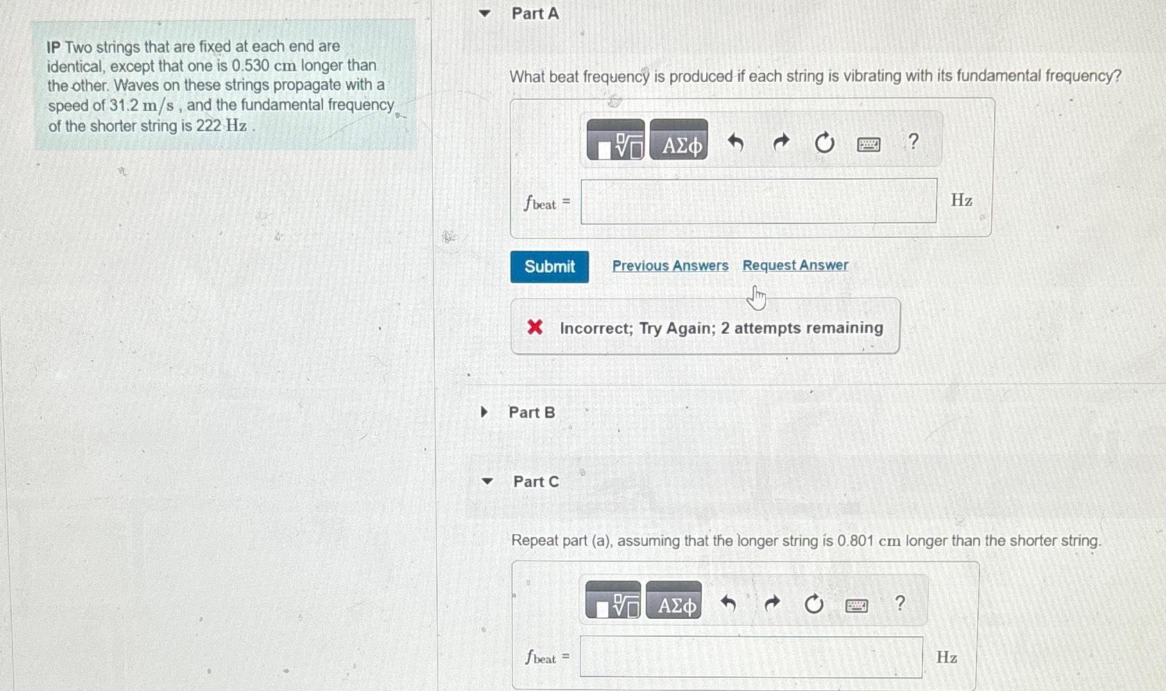 Solved Part AIP Two strings that are fixed at each end are | Chegg.com
