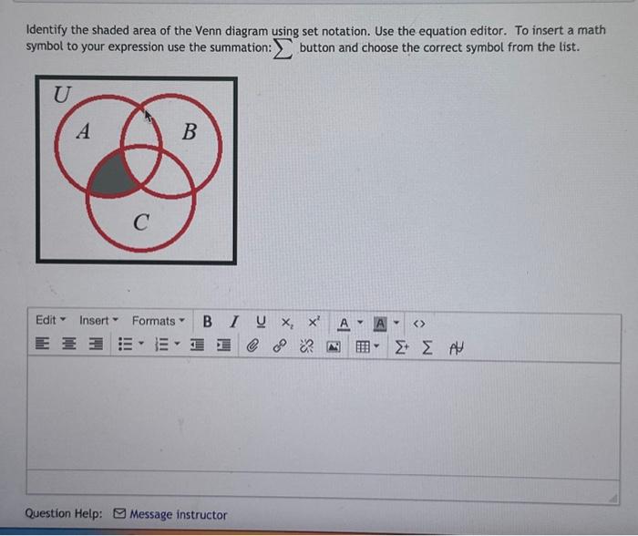 Solved Identify the shaded area of the Venn diagram using | Chegg.com
