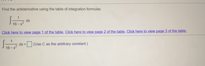 Solved Find the antiderivative using the table of | Chegg.com