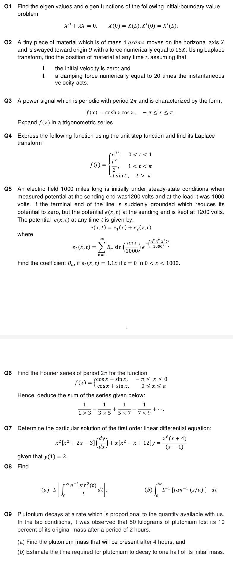 Solved Q1 ﻿find The Eigen Values And Eigen Functions Of The 8347