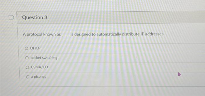 Solved A protocol known as is designed to automatically | Chegg.com