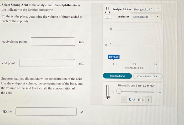 Solved Select Strong Acid as the analyte and Phenolphthalein | Chegg.com