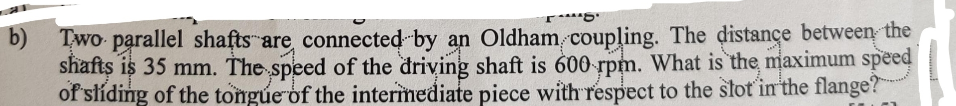 Solved b) ﻿Two parallel shafts are connected by an Oldham | Chegg.com