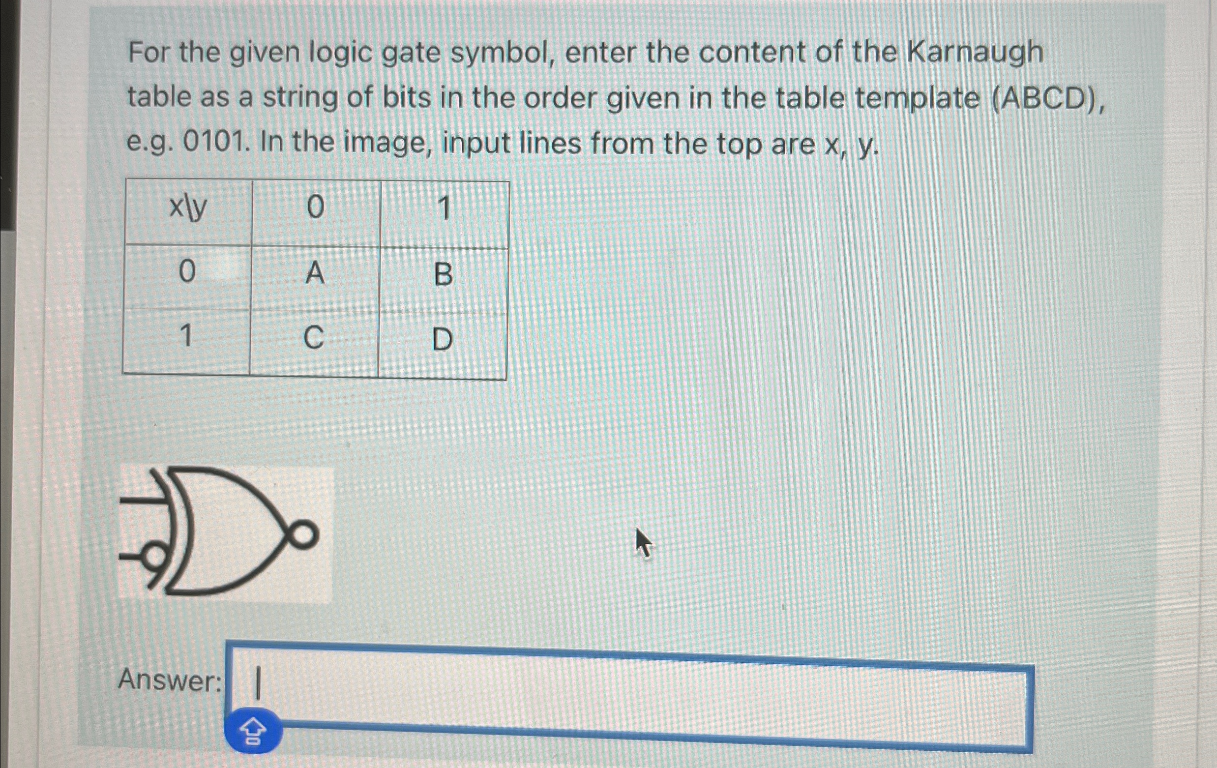 Solved For the given logic gate symbol, enter the content of | Chegg.com