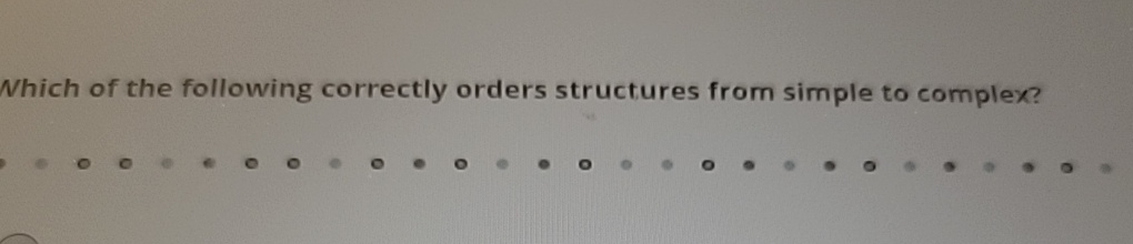 Solved Which of the following correctly orders structures | Chegg.com