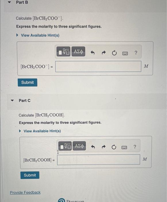 Solved A 0.100M solution of bromoacetic acid (BrCH2COOH) is | Chegg.com