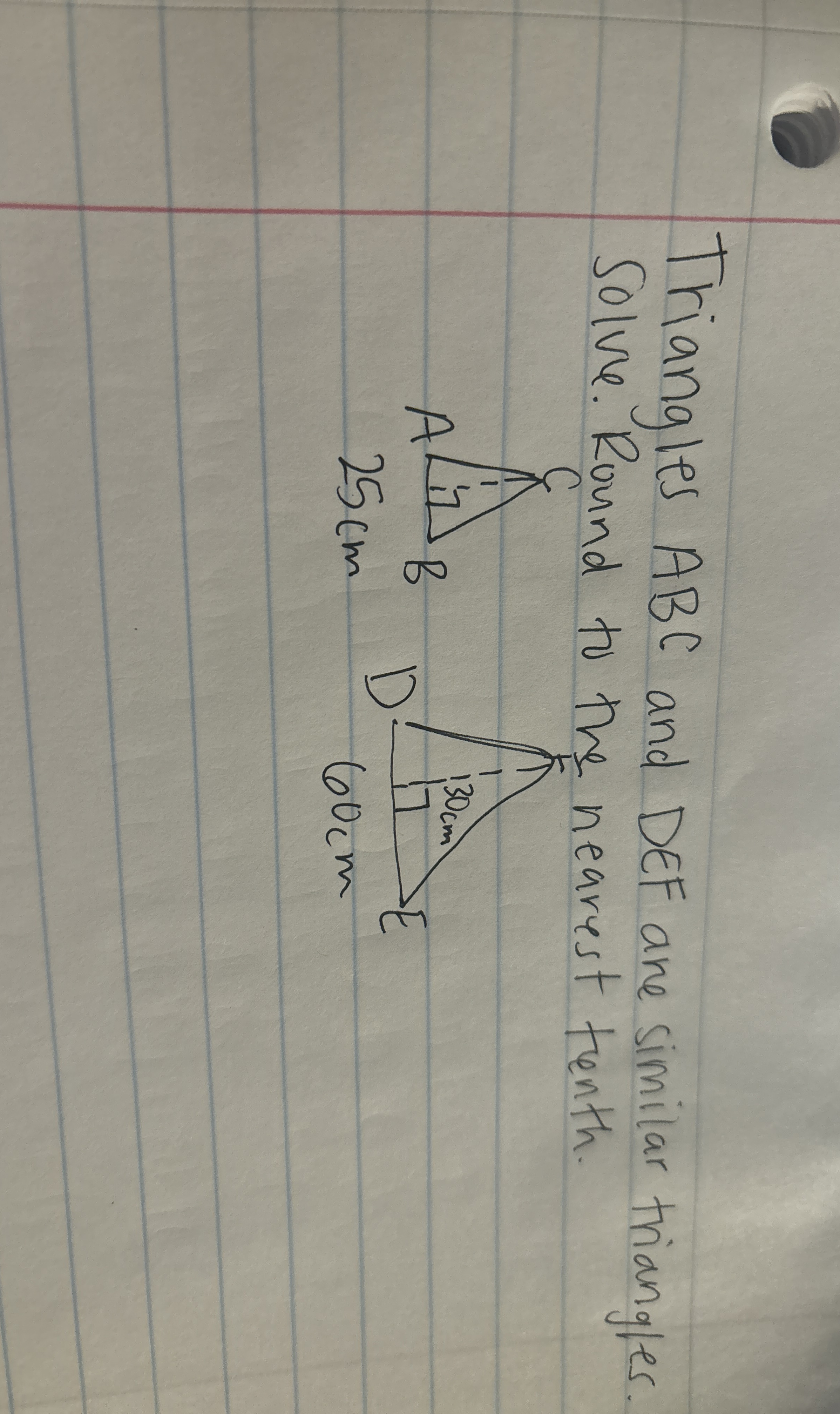 Triangles ABC and DEF ane similar triangles. Solve. | Chegg.com