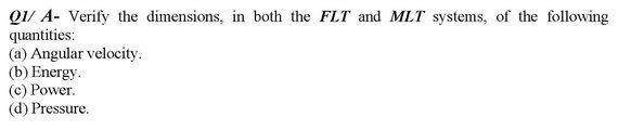 Solved QU A- Verify the dimensions, in both the FLT and MLT | Chegg.com