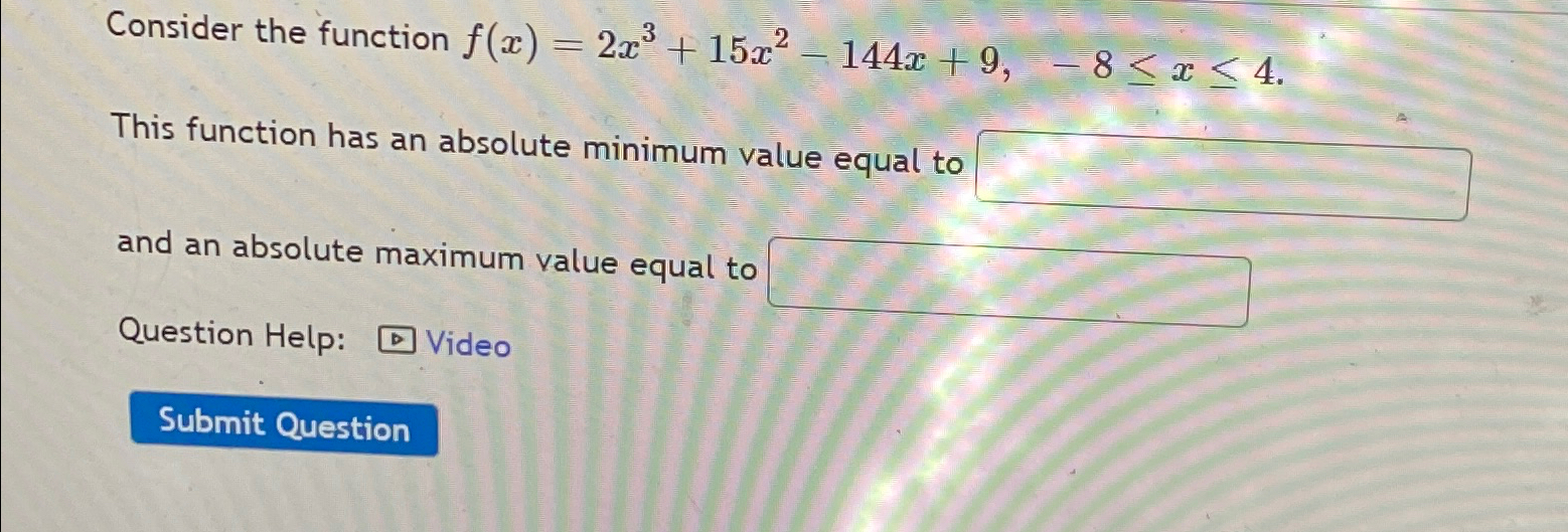 Solved Consider the function | Chegg.com
