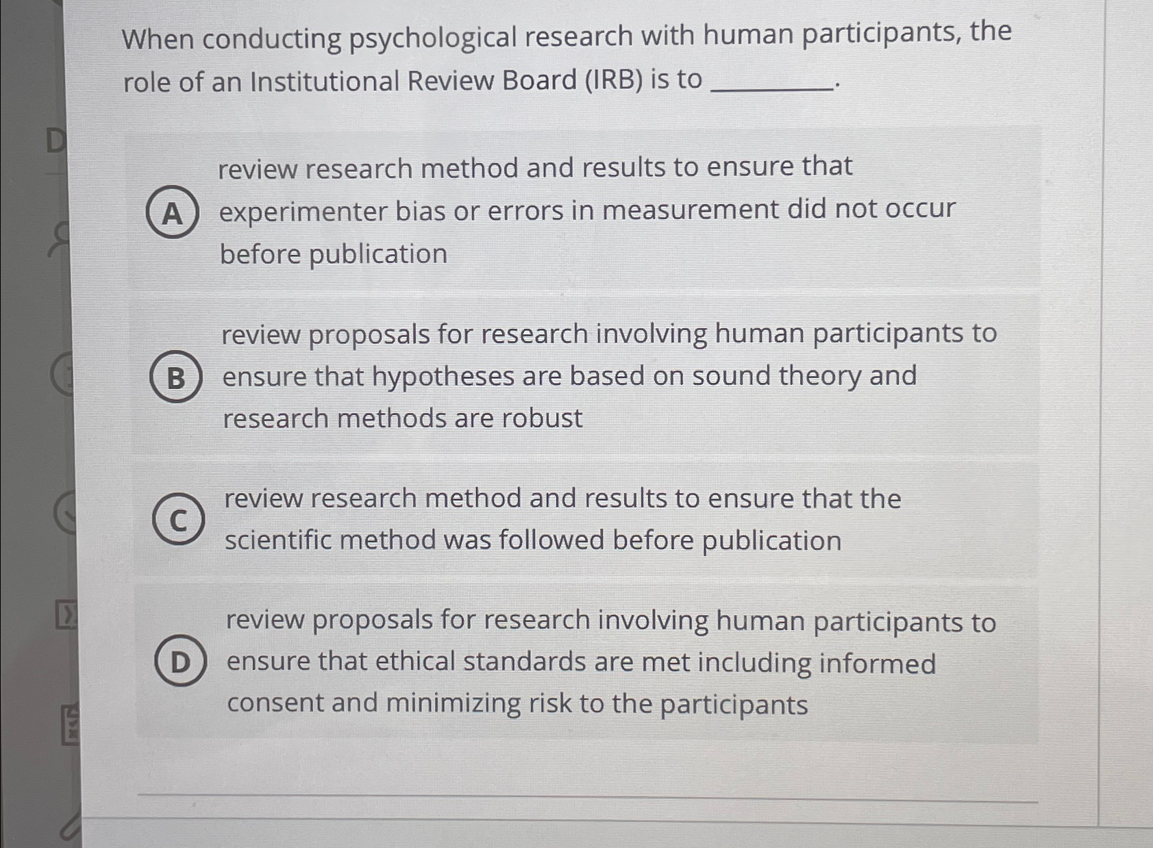 Solved When conducting psychological research with human | Chegg.com