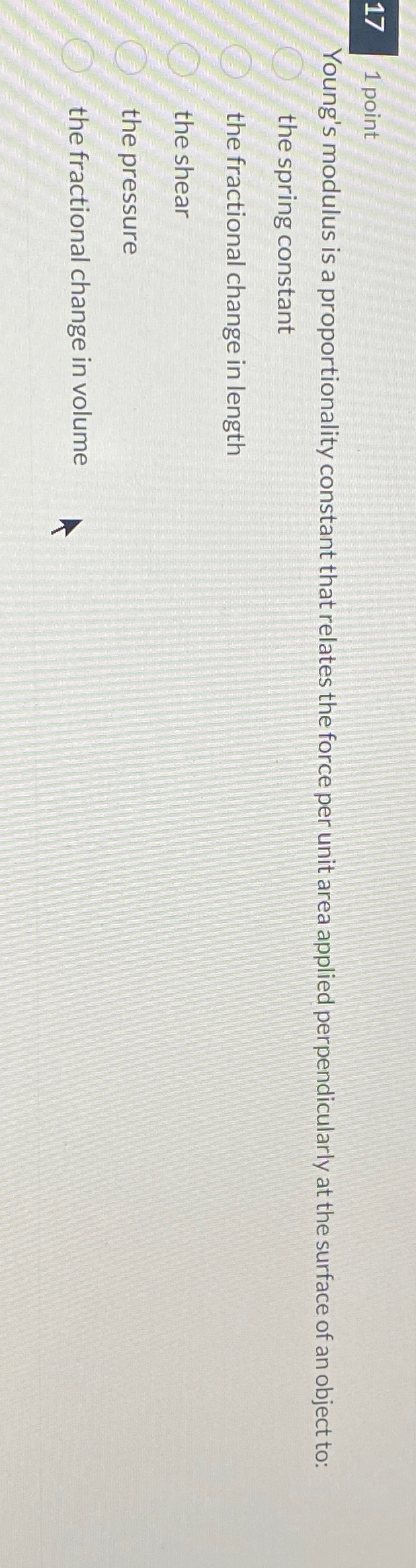 Solved 171 ﻿pointYoung's modulus is a proportionality | Chegg.com