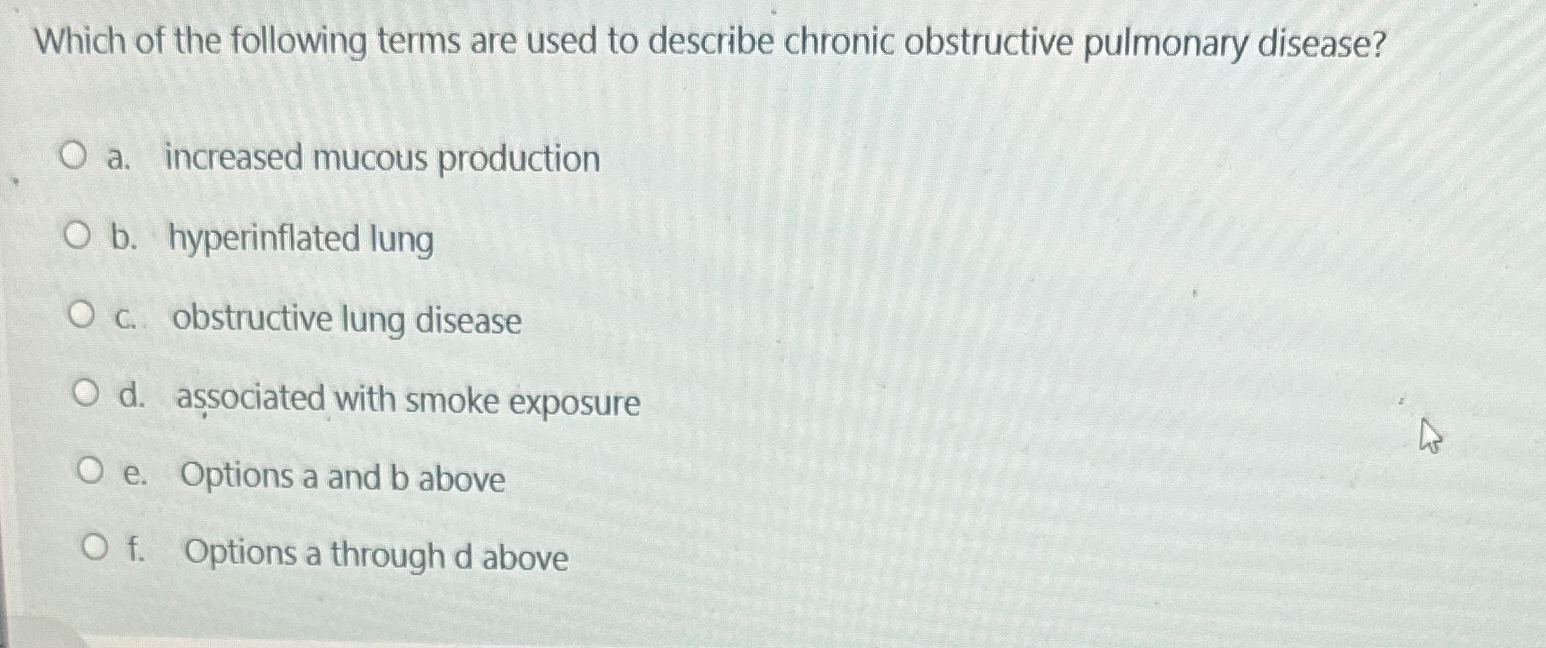 Solved Which of the following terms are used to describe | Chegg.com