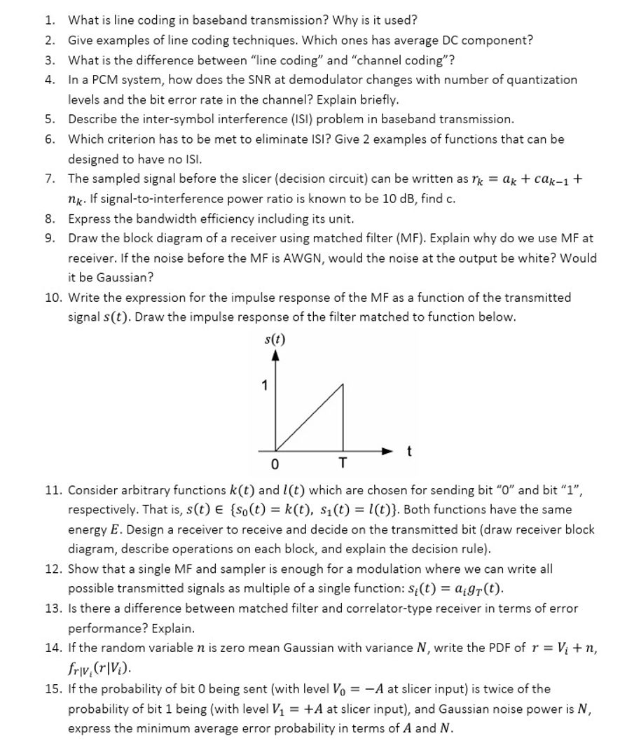 Solved What is line coding in baseband transmission? Why is | Chegg.com