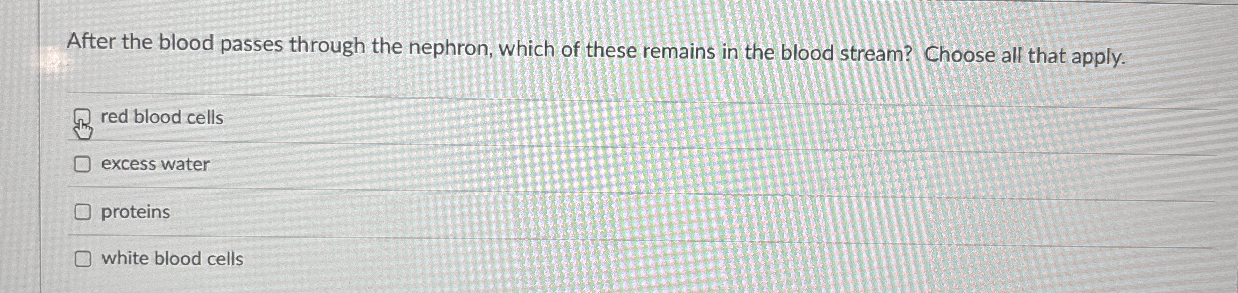Solved After the blood passes through the nephron, which of | Chegg.com