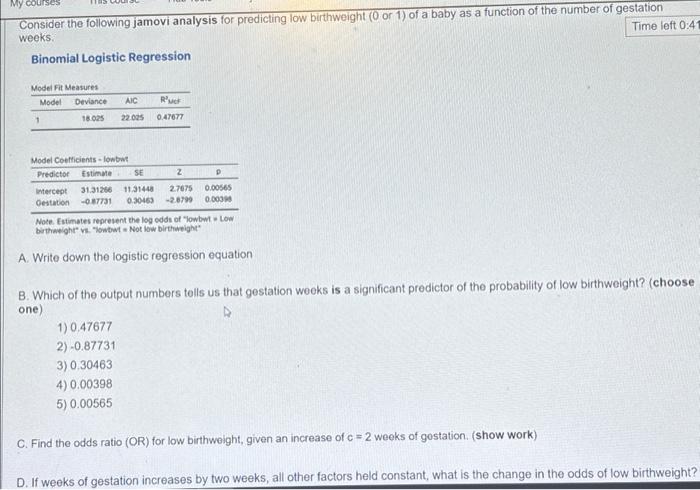 Solved Consider the following jamovi analysis for predicting | Chegg.com