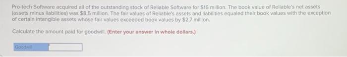 Solved Pro-tech Software acquired all of the outstanding | Chegg.com