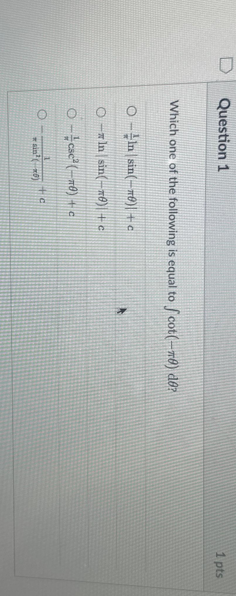Solved Question 11 ptsWhich one of the following is equal | Chegg.com Solved Question 11 ptsWhich one of the following is equal | Chegg.com