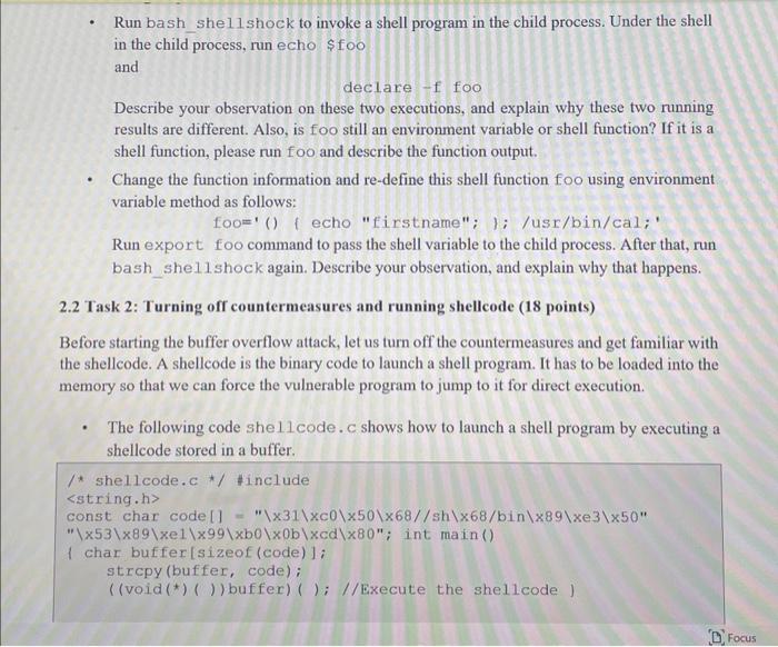 this task, we study the shell function and Shellshock | Chegg.com