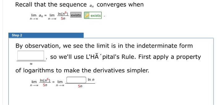 Solved Recall that the sequence an converges when lim an = | Chegg.com