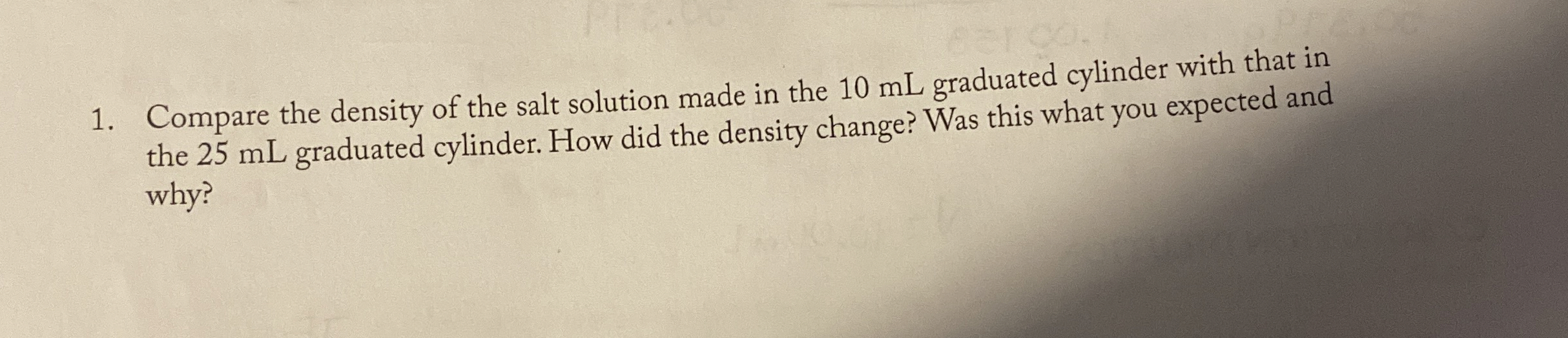 Solved Compare the density of the salt solution made in the | Chegg.com