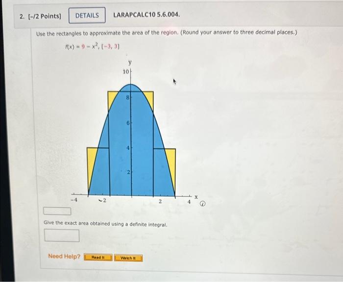 Solved Use the rectangles to approximate the area of the | Chegg.com Solved Use the rectangles to approximate the area of the | Chegg.com