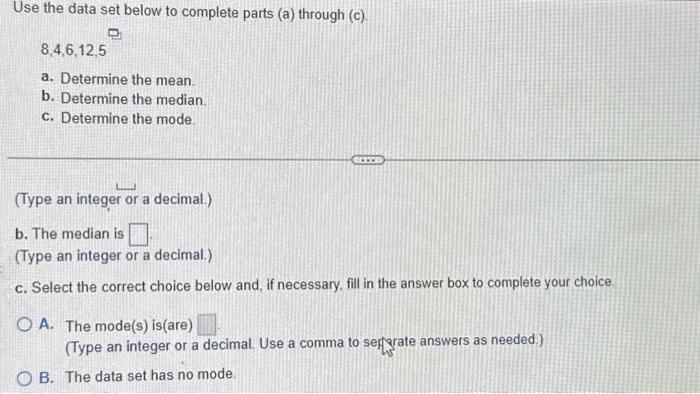 Solved Use the data set below to complete parts (a) through | Chegg.com