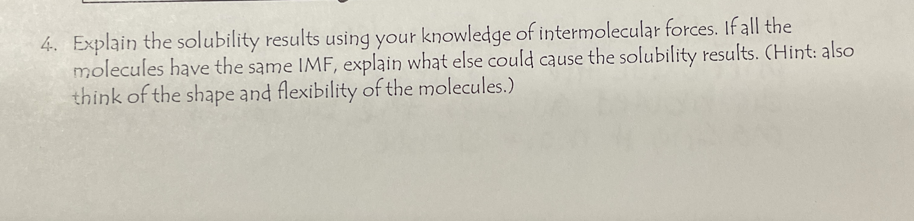 Solved Explain the solubility results using your knowledge | Chegg.com