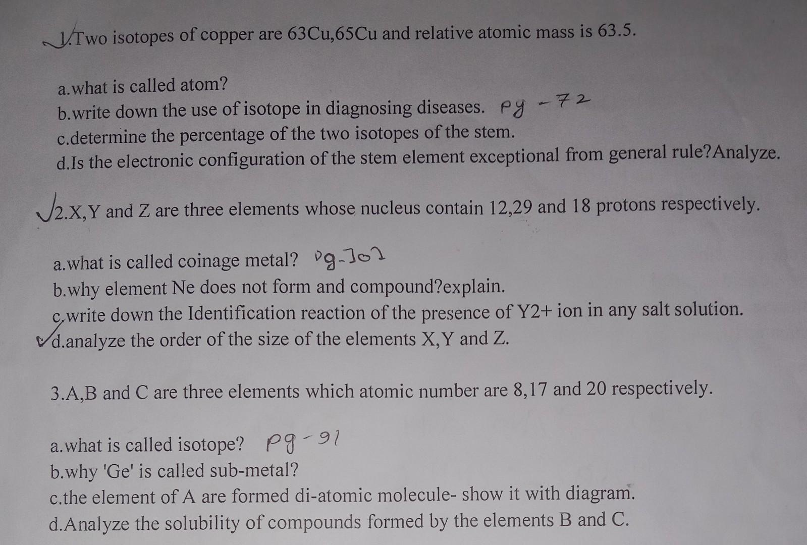 Solved 1.Two isotopes of copper are 63Cu,65Cu and relative | Chegg.com