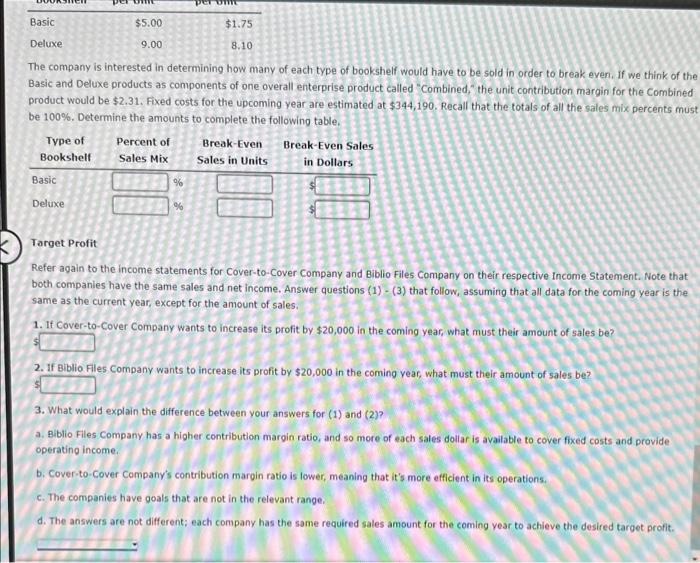 Solved Cover-to-Cover Company is a manufacturer of shelving | Chegg.com
