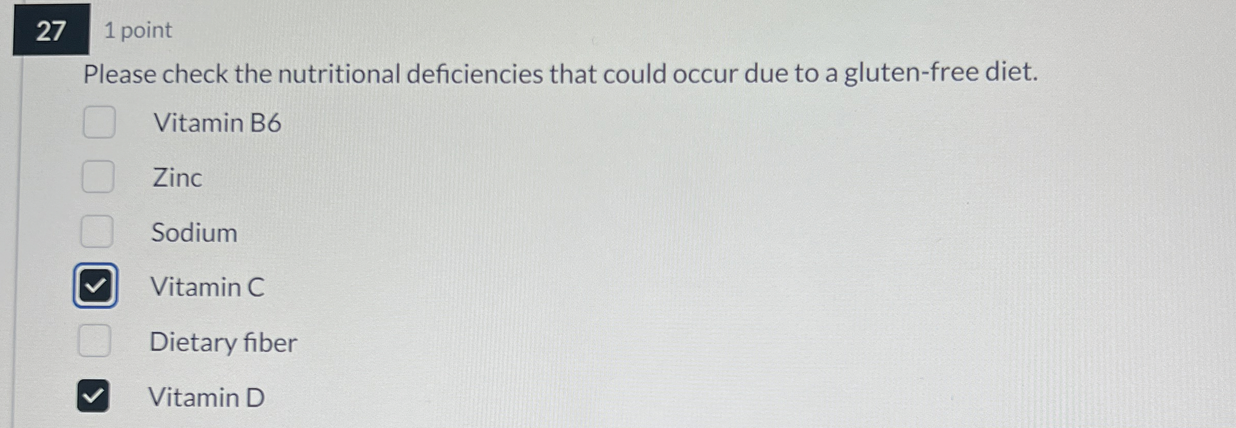 Solved 271 ﻿pointPlease check the nutritional deficiencies | Chegg.com