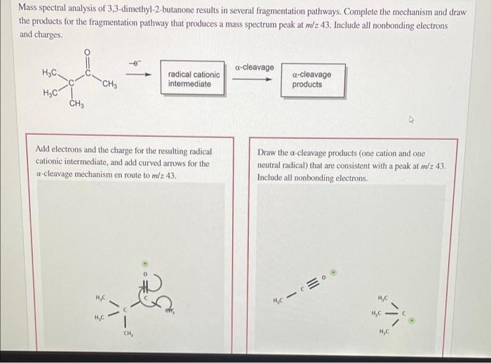 Solved Mass spectral analysis of 3,3-dimethyl-2-butanone | Chegg.com