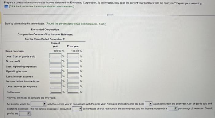 Solved Prepare a comparative common-size income statement | Chegg.com