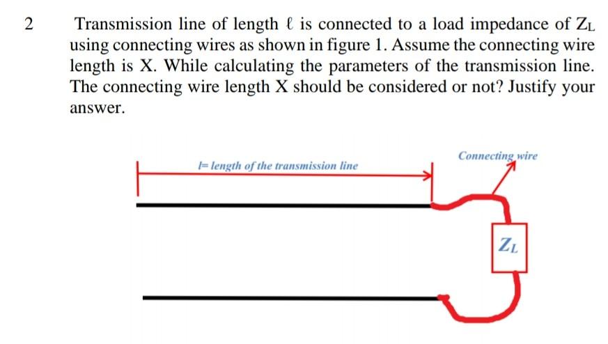Solved 2 Transmission line of length l is connected to a | Chegg.com