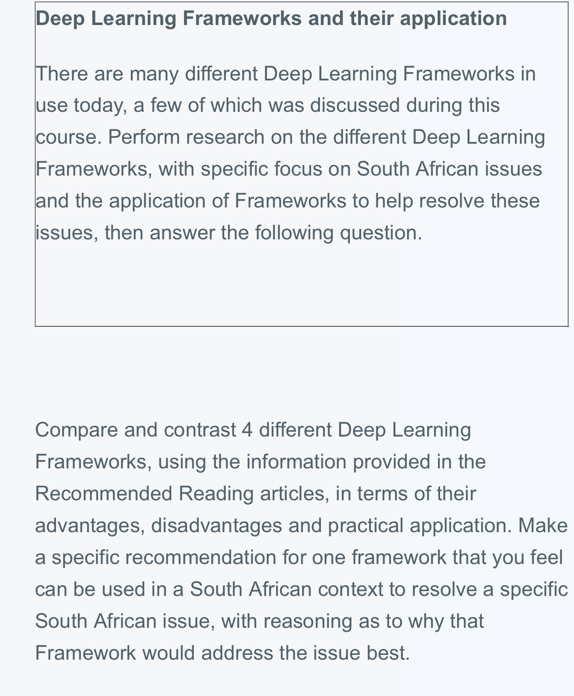 Deep Learning Frameworks and their applicationThere | Chegg.com