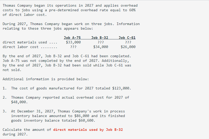 Solved Thomas Company began its operations in 2027 ﻿and | Chegg.com