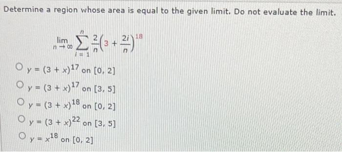 Solved Determine a region whose area is equal to the given | Chegg.com