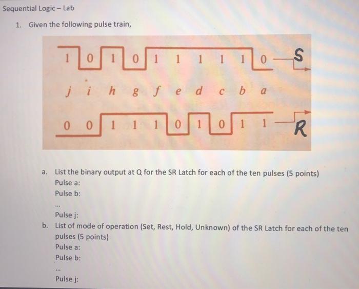 Solved Sequential Logic - Lab 1. Given the following pulse | Chegg.com