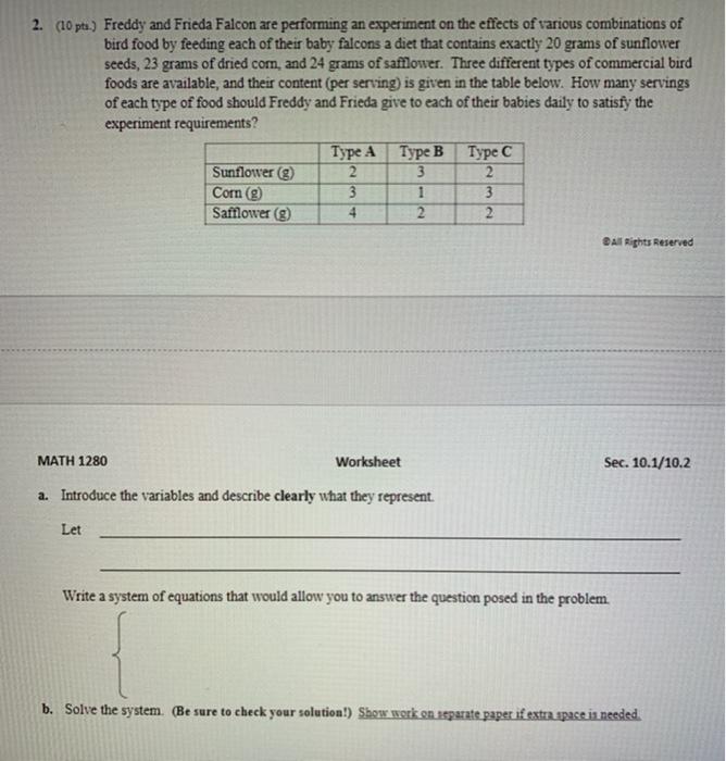 Solved 2. (10 pts) Freddy and Frieda Falcon are performing | Chegg.com