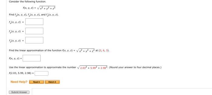 Solved Consider the following function. f(x,y,z)=x2+y2+z2 | Chegg.com