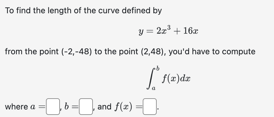Solved To find the length of the curve defined | Chegg.com