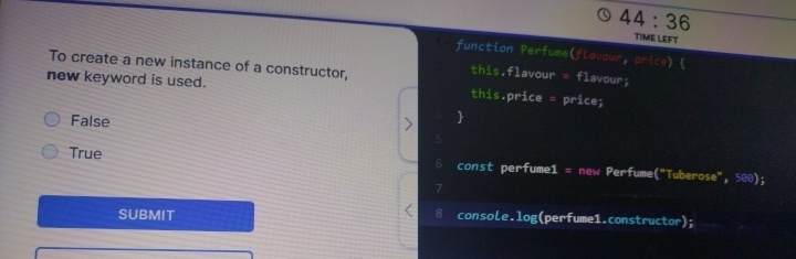 44:36TMELETTo create a new instance of a constructor, | Chegg.com