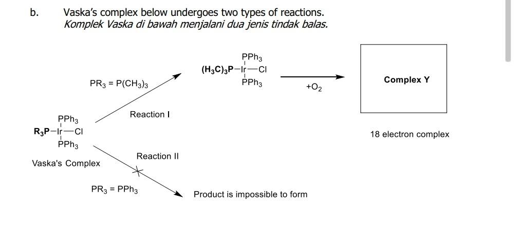Solved b. Vaska's complex below undergoes two types of | Chegg.com