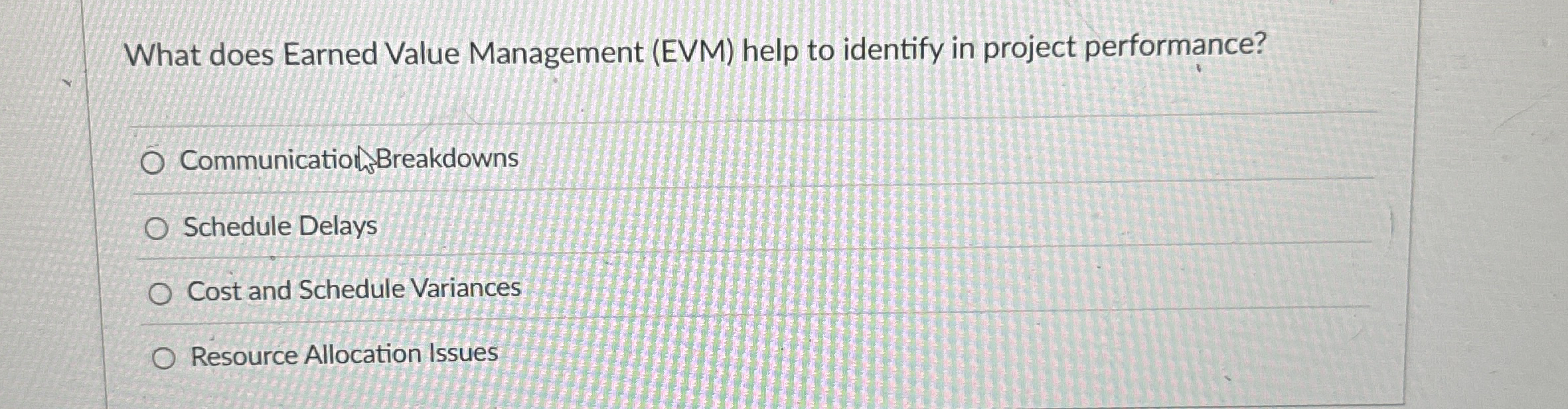 Solved What does Earned Value Management (EVM) ﻿help to | Chegg.com
