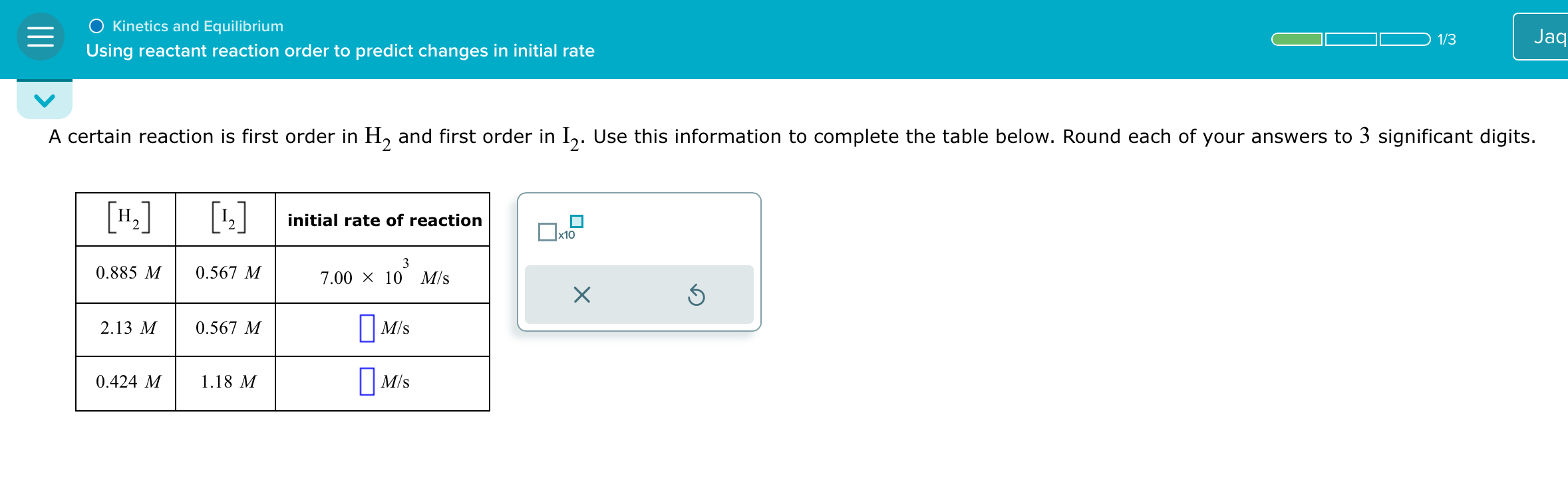 Solved Kinetics and EquilibriumUsing reactant reaction order | Chegg.com