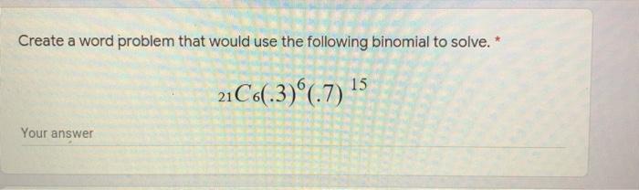 Solved Create a word problem that would use the following | Chegg.com