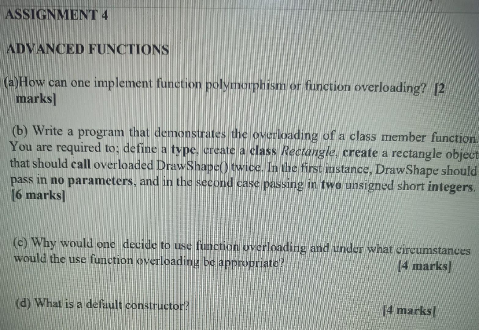 Solved ASSIGNMENT 4 ADVANCED FUNCTIONS (a)How can one | Chegg.com
